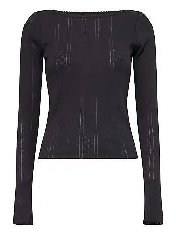 COU COU Pointelle-knit Cotton Top - Black
