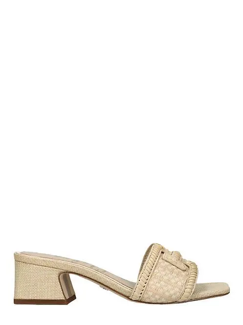 Sam Edelman Woven Heeled Mules - Beige