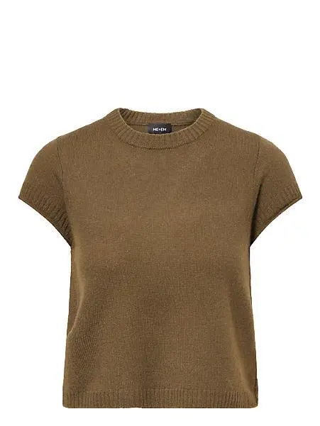 ME+EM Shrunken Cashmere Knitted T-shirt - Olive Green