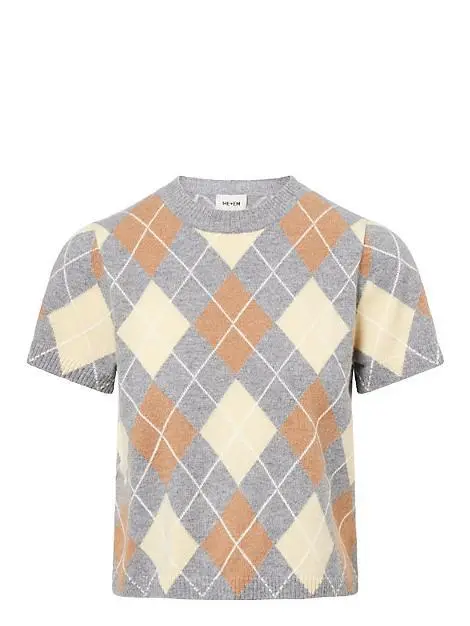 ME+EM Argyle Cashmere T-shirt - Dusted Lemon Yellow