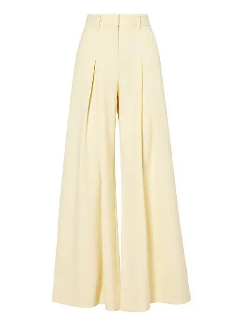 ME+EM Very Wide-leg Pleated Woven Trousers - Dusted Lemon Yellow