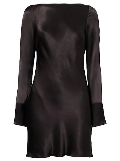 Shona Joy Long-sleeve Backless Mini Dress - Black