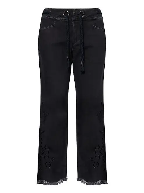Isabel Marant Alison Broderie Denim Jeans - Black