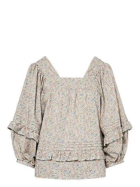 SKALL STUDIO Hope Puff-sleeve Blouse - Flower Field