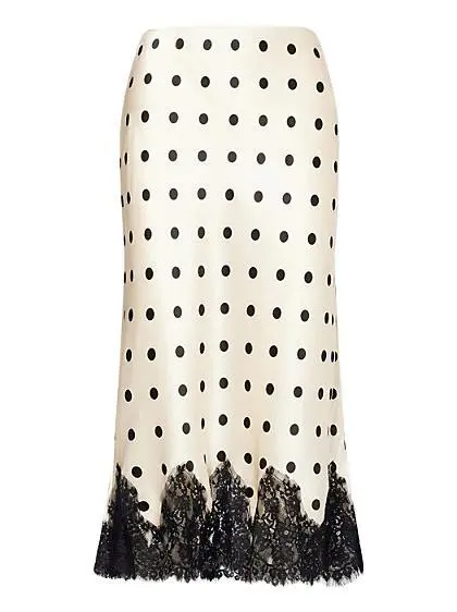 REFORMATION Polka-dot Silk Midi Skirt - Sundae Dot