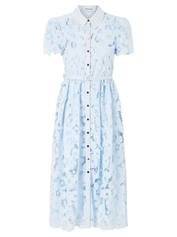SELF-PORTRAIT Embroidered Guipure Lace Midi Dress - Blue
