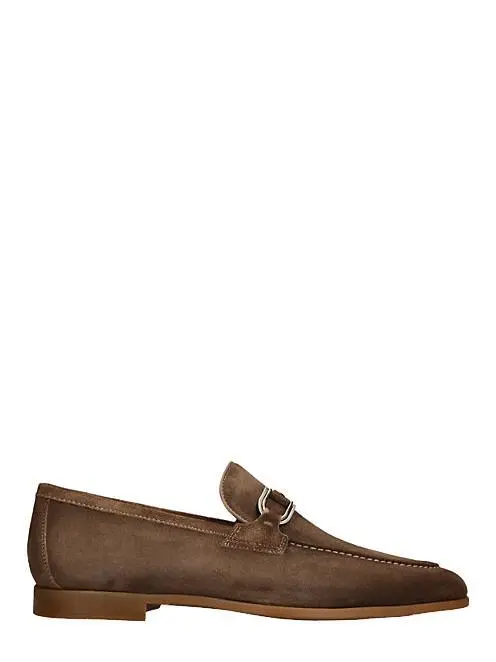Magnanni Suede Loafers With Side Buckle - Beige