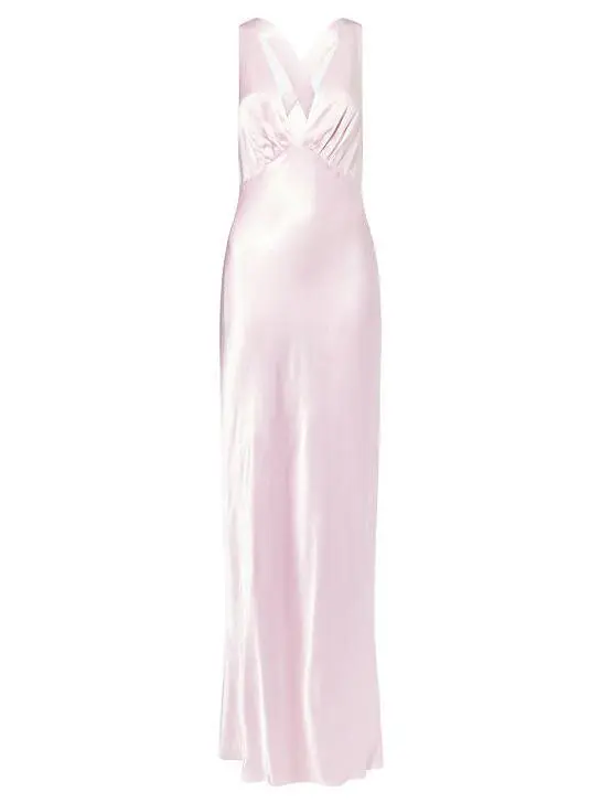 Shona Joy La Lune Plunge-neck Satin Maxi Dress - Blossom