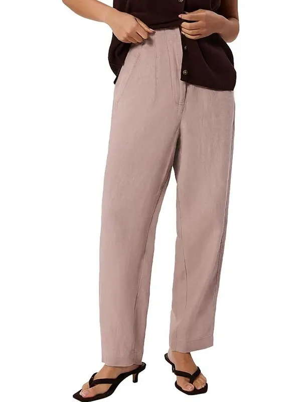 Whistles Linen Barrel Leg Trousers - Dusty Pink
