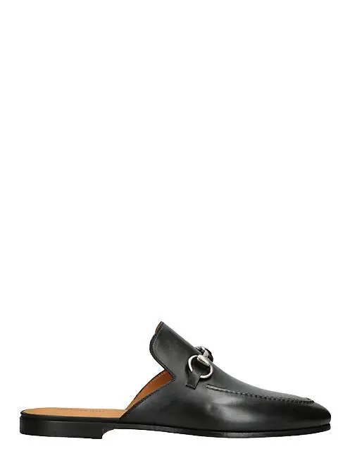 Magnanni Horsebit Leather Mules - Black