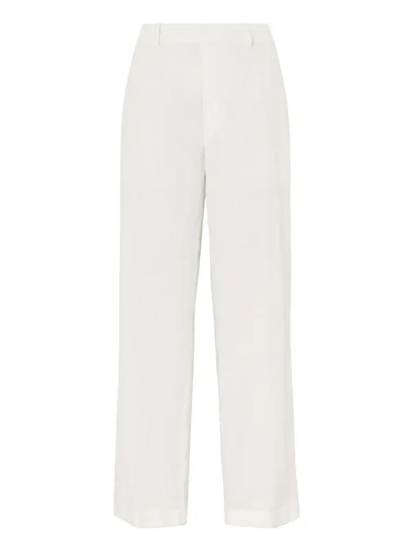Polo Ralph Lauren Pleated Linen Straight-leg Pants - White