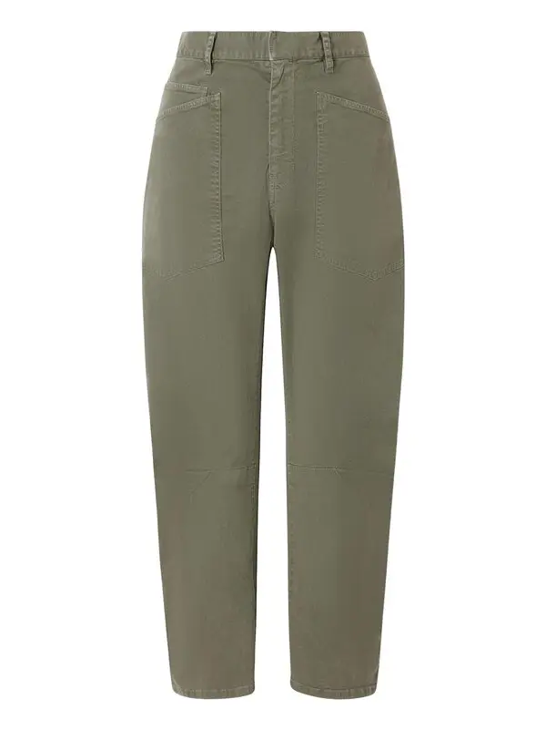 NILI LOTAN Shon Cotton-blend Twill Tapered Pants - Army Green