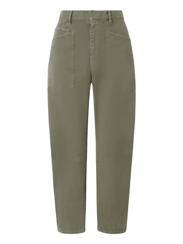 NILI LOTAN Shon Cotton-blend Twill Tapered Pants - Green