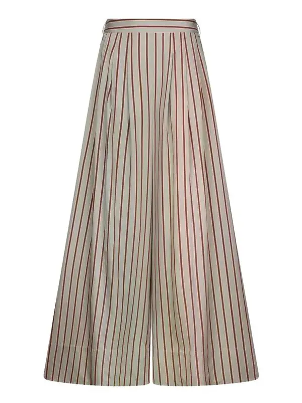Liu Jo Striped Pleated Wide Leg Trousers - Green