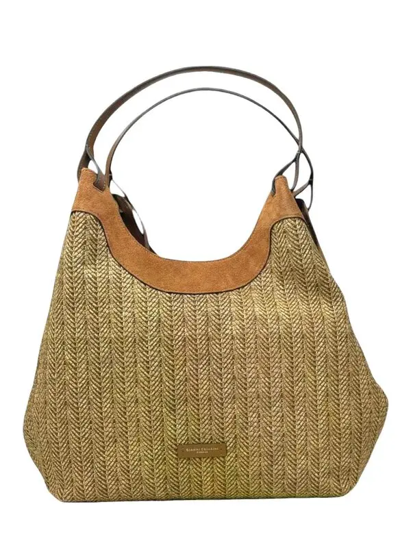GIANNI CHIARINI Two-tone Woven Shoulder Bag - Neutrals