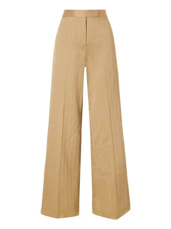 Max Mara Herringbone Cotton Wide-leg Trousers - Brown