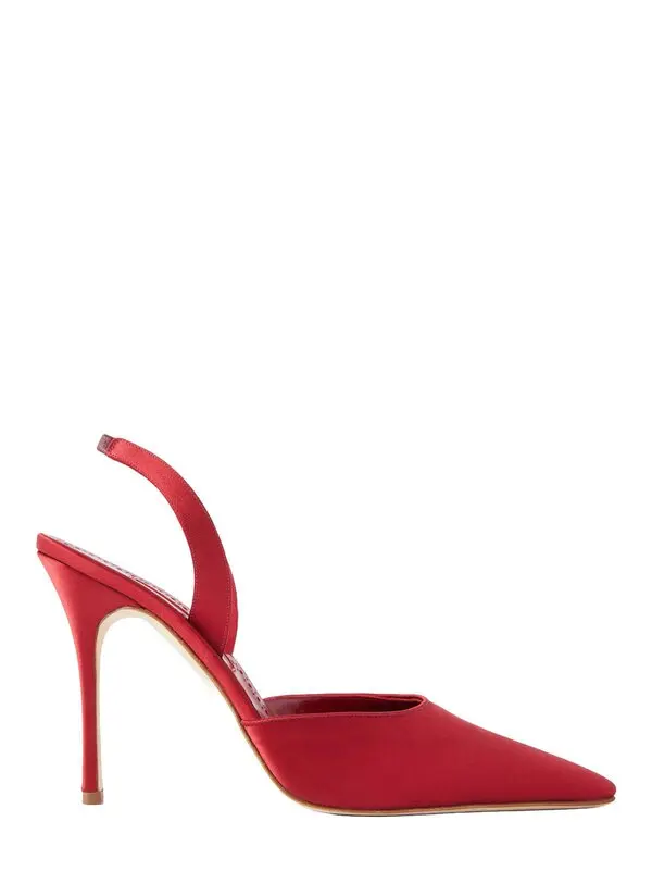 Manolo Blahnik Borelapla 105 Satin Slingback Pumps - Red