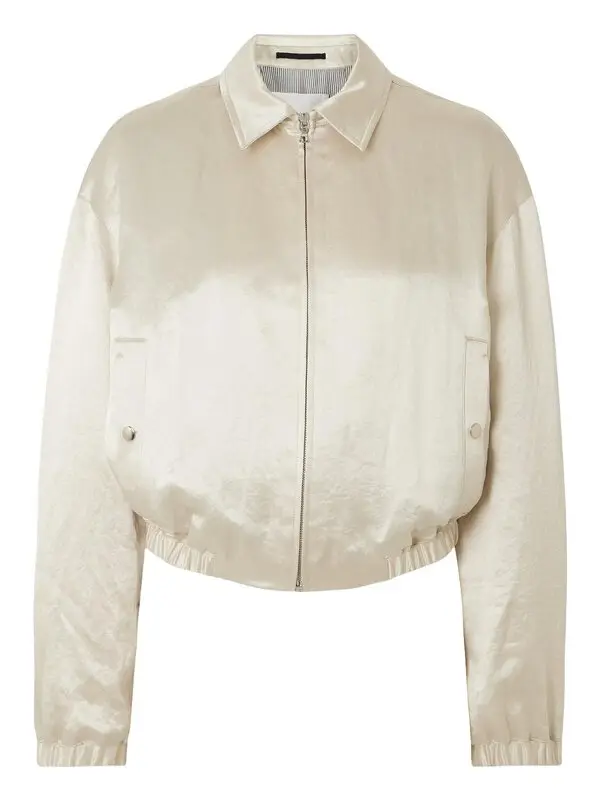 Maria Mcmanus Hammered-satin Bomber Jacket - Neutrals