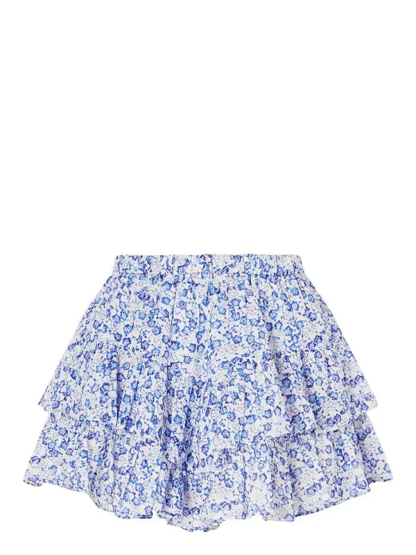 MARANT ETOILE Floral-print Cotton-voile Mini Skirt - Blue