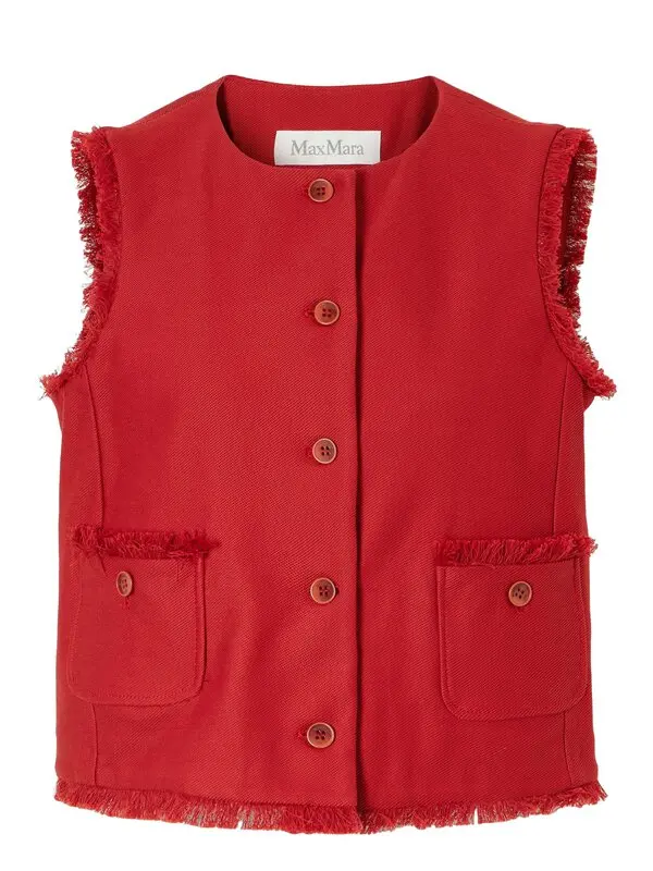 Max Mara Frayed Cotton-twill Vest - Red