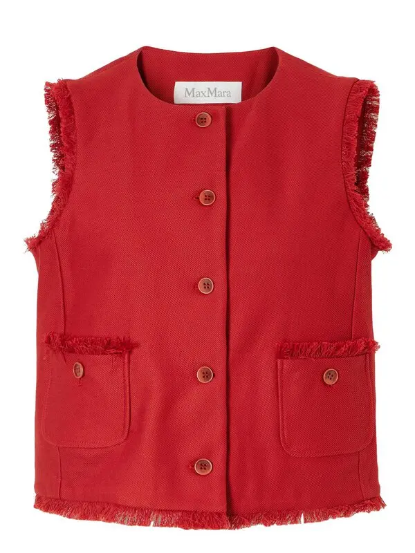 Max Mara Frayed Cotton-twill Vest - Red
