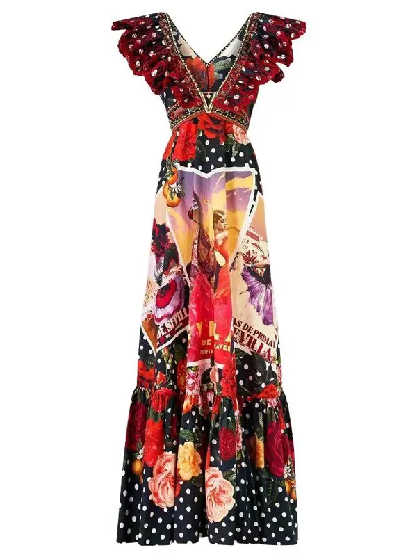 Camilla Frill Hardware-detail Maxi Dress - Red