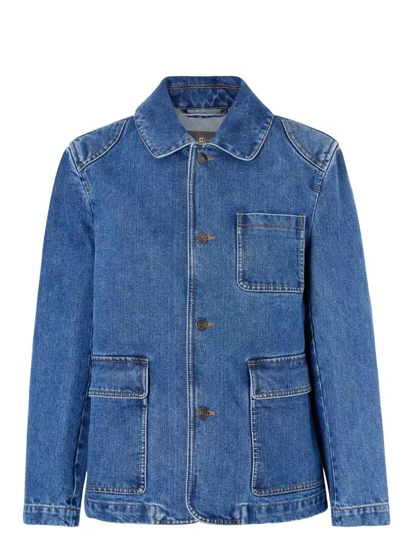 Loro Piana Cotton And Silk-blend Denim Jacket - Mid Denim