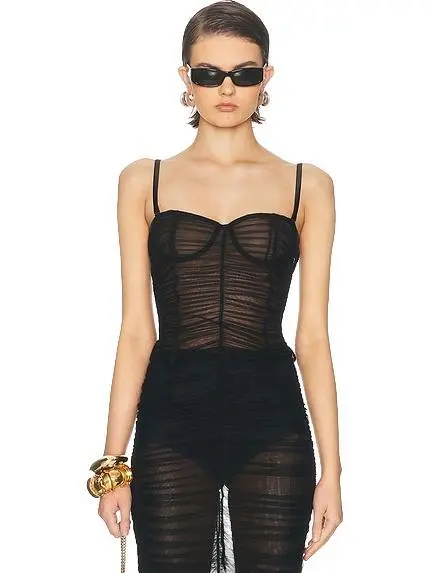 Kiki De Montparnasse Tulle Bustier Top - Black