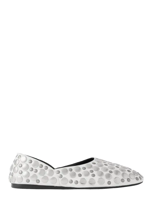 Khaite Jane Studded Leather Flats - White
