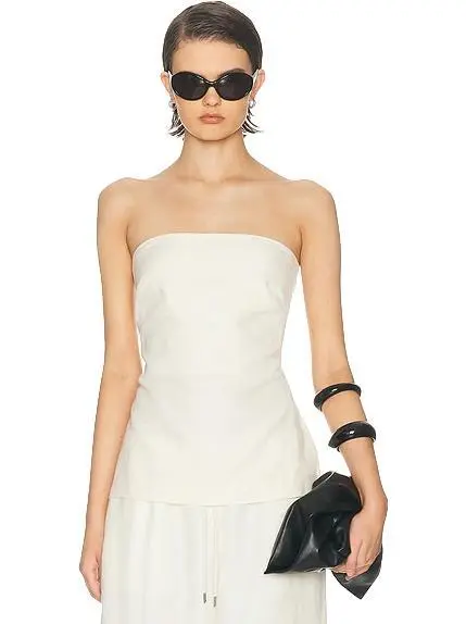 ST. AGNI Strapless Rouleau Tie Top - Ivory