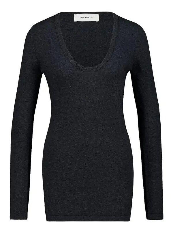 LISA YANG Cotton Cashmere Amalea Sweater - Grey