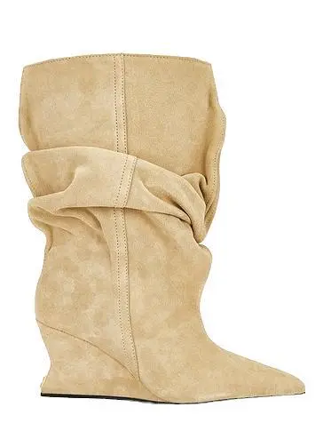Balmain Ankle Wedge Boots - Beige