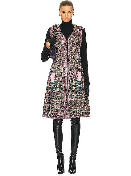 Chanel Tweed Hooded Knit Cardigan - Multi