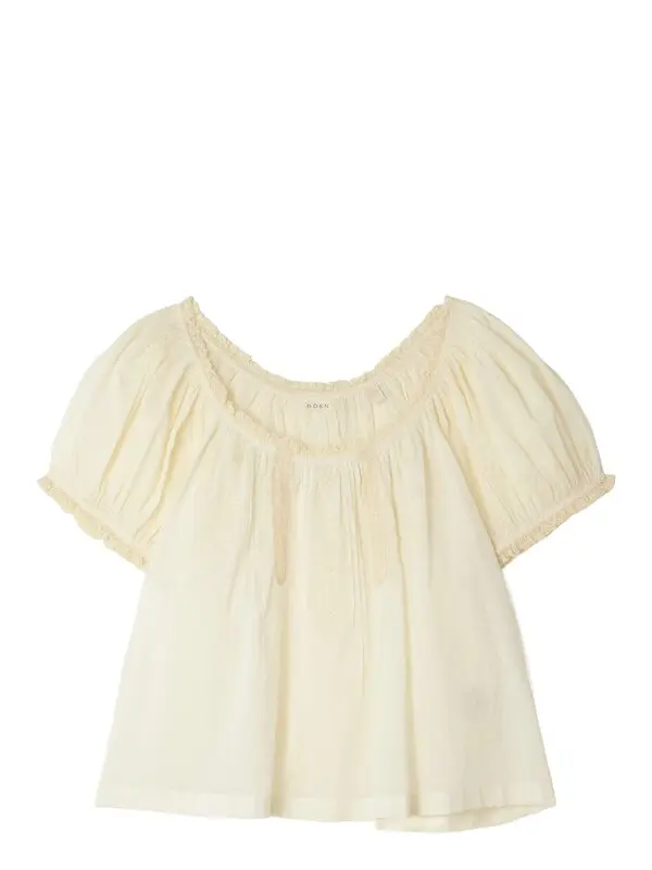 DÔEN Frederica Lace-trimmed Organic Cotton-voile Blouse - Pastel Yellow