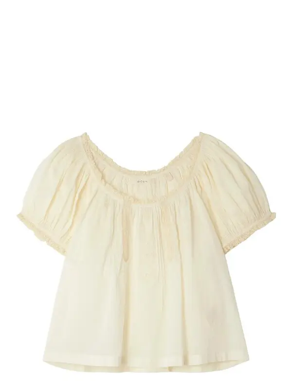 DÔEN Frederica Lace-trimmed Organic Cotton-voile Blouse - Yellow