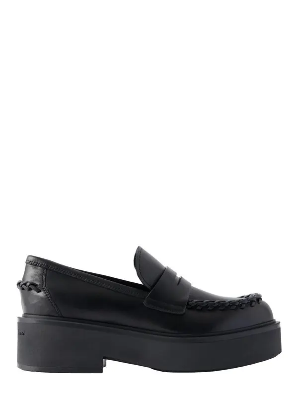 GIANVITO ROSSI Yuna Braided Leather Loafers - Black