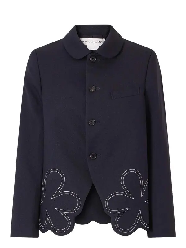 Comme Des Garçons Embroidered Gabardine Blazer - Blue