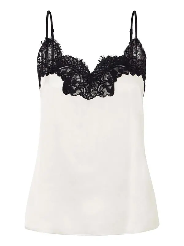 Co Corded Lace-trimmed Silk-satin Camisole - White