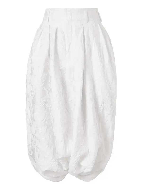 Comme Des Garçons Pleated Jacquard-knit Wide-leg Pants - Off-white