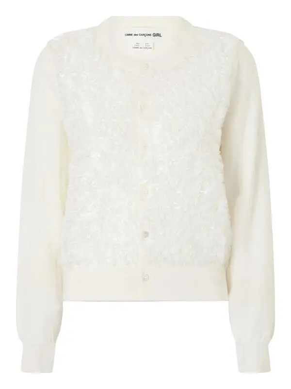 Comme Des Garçons Organza-trimmed Wool Cardigan - White