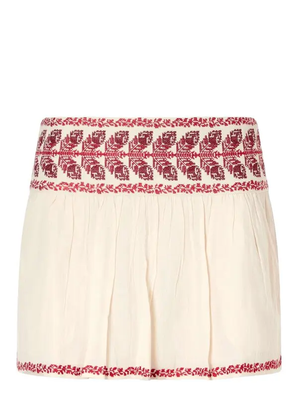 MARANT ETOILE Embroidered Organic Cotton Mini Skirt - Beige