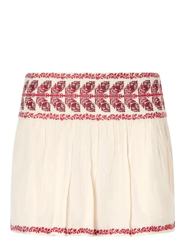 MARANT ETOILE Embroidered Organic Cotton Mini Skirt - Neutrals
