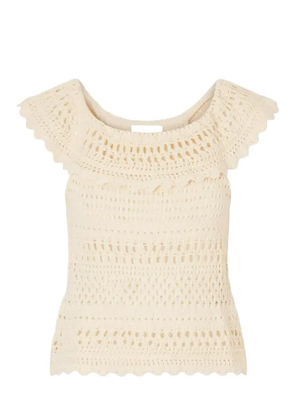 MARANT ETOILE Zaelle Crocheted Cotton-blend Top - Neutrals
