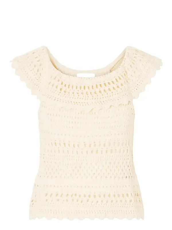 MARANT ETOILE Zaelle Crocheted Cotton-blend Top - Neutrals