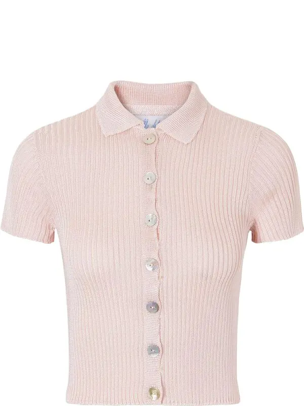 Calle Del Mar Ribbed-knit Cardigan - Pastel Pink