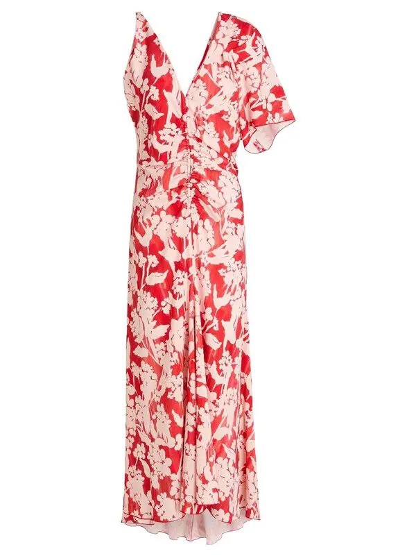 Victoria Beckham Floral-print Stretch-crepe Maxi Dress - Red