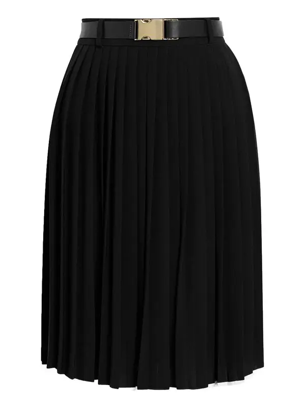 Max Mara Savana Pleated Crepe Skirt - Black