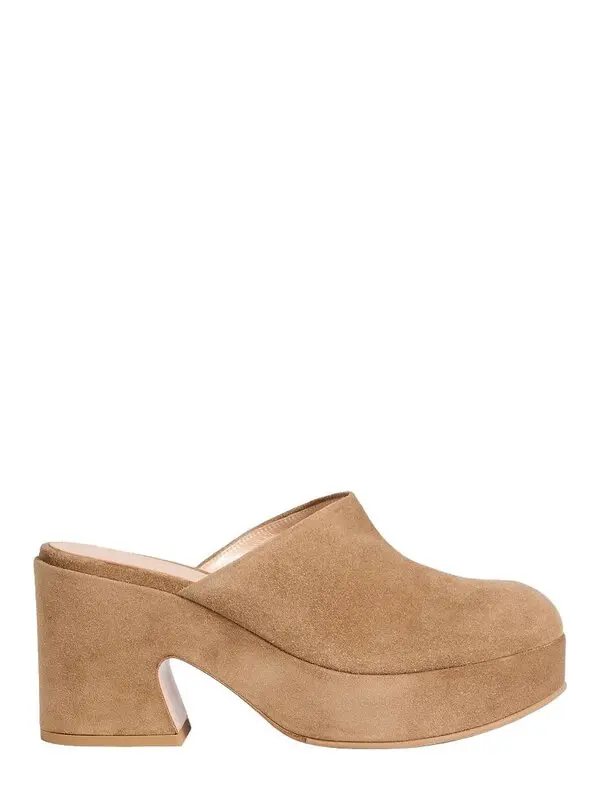 GIANVITO ROSSI Lyss Suede Platform Clogs - Camel