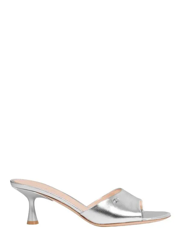 GIANVITO ROSSI Ascent 55 Metallic Leather Mules - Silver