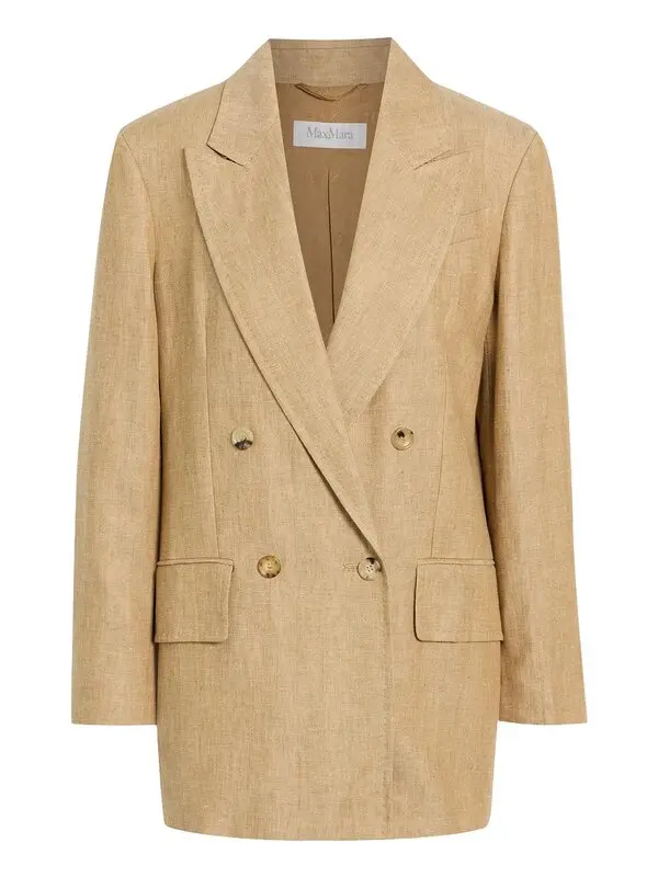 Max Mara Gerla Linen Double-breasted Blazer - Sand